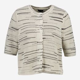 Beigefarbene Strickjacke mit Streifenmuster