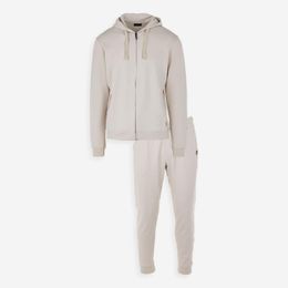 Lyle & Scott 2-teiliges cremefarbenes Set aus Kapuzenjacke und Hose