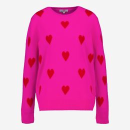Zwillingsherz Neonpinker Pullover aus Kaschmir mit Herzmuster