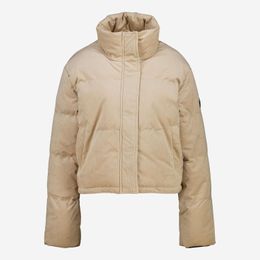 Beigefarbene Pufferjacke aus Cord