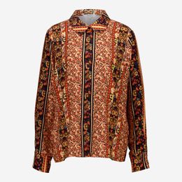 Farhi Orangefarbene Hemdbluse mit Blumenmuster