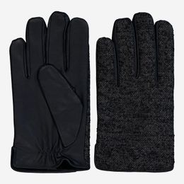 Schwarze Handschuhe mit Leder und Wollmischung