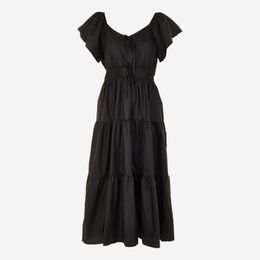 Schwarzes gestuftes Midikleid
