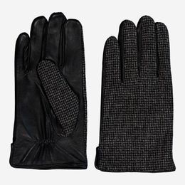 Schwarze Handschuhe mit Leder und Wollmischung