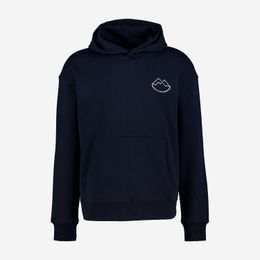 Dunkelblauer Kapuzenpullover mit gesticktem Logo