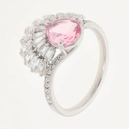 Swarovski Rhodinierter Idyllia Ring mit rosa Kristall