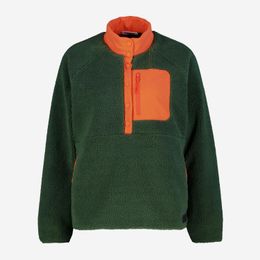 Gr&uuml;n-orangefarbenes Lona Sweatshirt aus Fellimitat