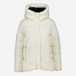Beigefarbene Pufferjacke mit Kapuze