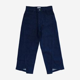 Dunkelblaue Cloxy Jeans mit asymmetrischem Beinende