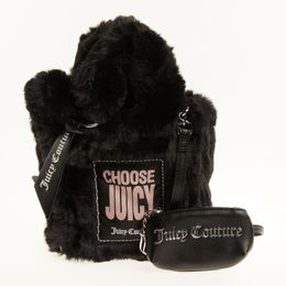 Juicy Couture Schwarze Schultertasche aus Kunstfell mit abnehmbarer Tasche