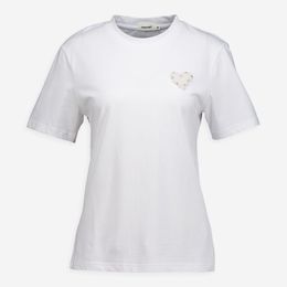 sweewë Weißes T-Shirt mit Herzverzierung