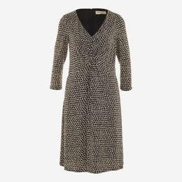 Vera Mont Schwarz-wei&szlig;es Midikleid mit V-Ausschnitt