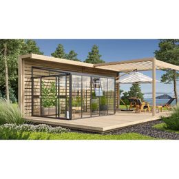 Vitavia Anlehngew&auml;chshaus 'Athena 8600' 267,9 x 343,8 cm mit 3 mm Sicherheitsglas/10 mm Hohlkammerplatten schwarz