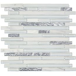 Mosaikfliese 'Cristallo ' Glas, Naturstein wei&szlig;-grau 30,5 x 30,5 cm
