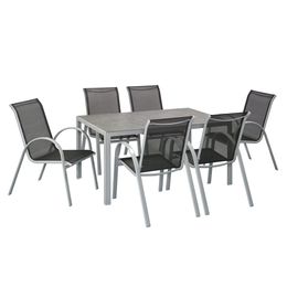 Gartentisch 'Meike 1' grau mit Sicherheitsglasplatte 150 x 90 x 72 cm