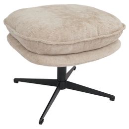 Hocker mit Polster HWC-P32, Sitz-/Fußhocker Fußablage Ottomane Stoff/Textil Chenille (370 g/m²) ~ creme
