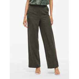 Anzughose Vila "VIVARONE HW WIDE PANT - NOOS", Damen, Gr. 34, N-Gr, deep depths, Milano Rib, Obermaterial: 66% Polyester, 28% Viskose, 6% Elasthan, unifarben, relaxed fit knöchellang, Hosen