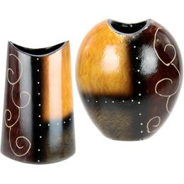 Dekovase I.GE.A. "Für Einzelblumen, Trockenblumen, Sträuße, Bouquets oder Pampas", braun, B:16cm H:19cm, Keramik, Vasen, 2er Set Zylindervase Tischvase aus Keramik bauchig