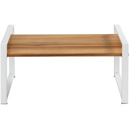 Küchenregal Wenko "Modell Louisa", bunt (weiß, dunkelbraun), B:40cm H:20cm T:20cm, Eisen, Holz, Kunststoff, Regale, mit Akazienholzablage, stehendes Regal für die Arbeitsplatte