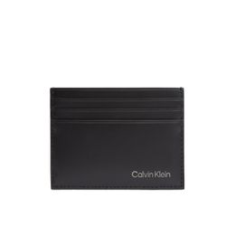 Kartenetui Calvin Klein "CK SMOOTH CARDHOLDER", Damen, schwarz, Lederimitat, Polyester, unifarben, Basic, Kleinlederwaren, Geldbörse, Kreditkartenetui mit Logo-Schriftzug