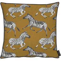 Dekokissen Apelt "Samuel" Gr. 1, bunt (braun, weiß, schwarz, bedruckt), B:45cm H:5cm L:45cm, Polyester, Dekokissen_Sitzkissen_Kissenhüllen, Kissenhülle mit Füllung, 1 Stück
