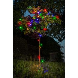 Konstsmide LED-Lichterkette, schwarz, Dioden 80 Stk. Flammen 80 Stk., Kabellänge 5m x Gesamtlänge 11,32m, Lichterketten, LED Globelichterkette, runde Dioden, 80 bunte Dioden