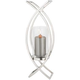 Windlicht Fink "MADDOX, Weihnachtsdeko", silber (silberfarben), B:19cm H:54cm T:13,5cm, Edelstahl, Glas, Kerzenhalter, aus Edelstahl und Glas, Höhe ca. 54 cm