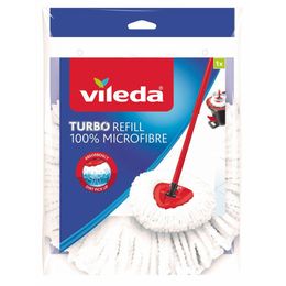 Wischbezug Vileda "Vileda TURBO Refill 100% Microfibre Ersatzkopf", wei&szlig;, rot, B:22cm H:30mm T:5,5cm, gewirkt, Mikrofaser, Putzt&uuml;cher, Wischbezug, Ersatzkopf mit Dreiecksform - f&uuml;r alle Oberfl&auml;chen geeignet