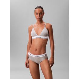Triangel-BH "LGHT LINED TRIANGLE", Damen, Gr. XL (42), N-Gr, grau (grau heather), Obermaterial: 53% Baumwolle, 35% Modal, 12% Elasthan, Calvin Klein Underwear, meliert, k&ouml;rpernah, BHs Triangel-BH, mit CK-Logo am Bund