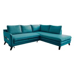 Miuform Ecksofa mit Schlaffunktion Charming Charlie ¦ türkis/petrol ¦ Maße (cm): B: 234 H: 90 » Höffner