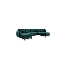 Miuform Wohnlandschaft mit Schlaffunktion Scandic Lagom türkis/petrol Maße (cm): B: 312 H: 90 » Höffner