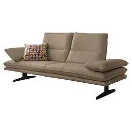 2-Sitzer W.Schillig "broadway", braun (stone z59), B:216cm H:94cm T:96cm, Longlife Xtra-Leder Z59: Glattleder mit modischer Pr&auml;gung. Hautst&auml;rke 0, 9 - 1, 1 mm, Sofas, Sitztiefenverstellung, Kopfteil- & Seitenteilverstellung, Breite 216cm