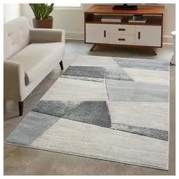 Teppich Carpet City "BONITO 9053", grau, B:80cm H:11mm L:150cm, Obermaterial: 100% Polypropylen, Teppiche, Teppich, L&auml;ufer, Flachflor, Hochtief-Muster/ 3D-Effekt, Geo-Muster, Wohnzimmer