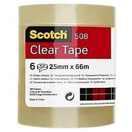 Scotch Klebeband Scotch Crystal Clear 508 Transparent 25 mm (B) x 66 m (L) PP (Polypropylen) 6 Rollen