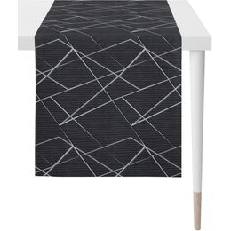 Tischläufer Apelt "Vio - Loft Style, Jacquard", schwarz (schwarz, anthrazit), B:46cm L:135cm, Leinen, Polyester, Viskose, Tischdecken