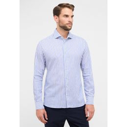 Langarmhemd Eterna "COMFORT FIT", Herren, Gr. 44, Normalgrößen, blau (dunkelblau), Twill, 59% Baumwolle, 41% Leinen, normal, Manschette, Hemden, EASY IRON (bügelleicht)