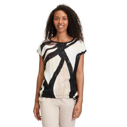 BETTY & CO Kurzarmshirt BETTY & CO "Damen Casual-Shirt mit Print", Damen, Gr. L, schwarz (schwarz, nature), Obermaterial: 100% Baumwolle., loose fit normal, Rundhals, Shirts, Druck
