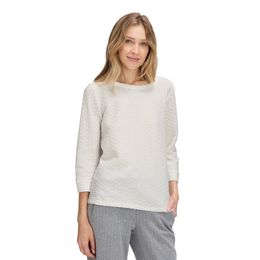 BETTY & CO 3/4-Arm-Shirt BETTY & CO "Damen Strukturshirt mit Rundhalsausschnitt", Damen, Gr. L, rohweiß, Obermaterial: 80% Baumwolle, 17% Polyester, 3% Elasthan., gerade normal, Rundhals, Shirts