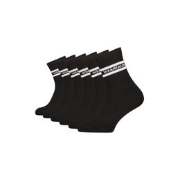 alife and kickin Tennissocken ALIFE & KICKIN "Herren 6 PACK - DennisAK", Kinder, Gr. 39-42, schwarz, 75% Baumwolle, 20% Polyester, 3% Polyamid, 2% Elasthan, normal, Socken, lange Sportsocken mit Streifen, aus Baumwolle mit weichem Bund