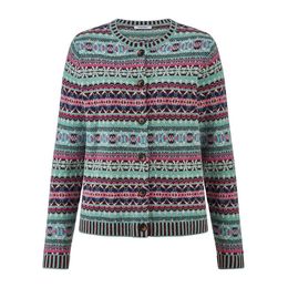 Peter Hahn - Strickjacke mit Rundhals-Ausschnitt, mehrfarbig, Gr. 36 / S - Schurwolle