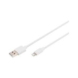 Digitus USB 2.0 Daten-/Ladekabel USB-A > Lightning, MFI zertifiziert wei&szlig;, 2 Meter, PD, Laden mit bis zu 12 Watt
