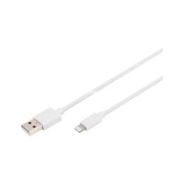 Digitus USB 2.0 Daten-/Ladekabel USB-A > Lightning, MFI zertifiziert wei&szlig;, 1 Meter, PD, Laden mit bis zu 12 Watt