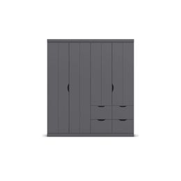 M&ouml;bel Kraft Kleiderschrank mit Schubladen grau Ma&szlig;e (cm): B: 181 H: 203 &raquo; M&ouml;bel Kraft