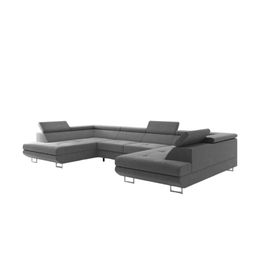 Wohnlandschaft mit Schlaffunktion Memphis grau Ma&szlig;e (cm): B: 342 H: 55 Sofas > Sofas nach Material > Stoffsofas &raquo; Sofa DE