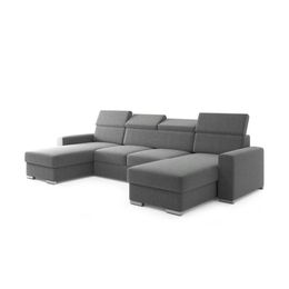 Wohnlandschaft mit Schlaffunktion Valencia grau Ma&szlig;e (cm): B: 305 H: 79 Sofas > Sofas nach Material > Stoffsofas &raquo; Sofa DE
