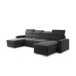 Wohnlandschaft mit Schlaffunktion Valencia schwarz Ma&szlig;e (cm): B: 305 H: 79 Sofas > Sofas nach Material > Stoffsofas &raquo; Sofa DE
