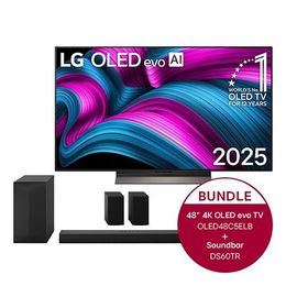 Schwarz LG 48&Prime; OLED evo AI C5E 4K Smart TV + 5.1Kanal HeimkinoSoundbar S60TR mit SurroundSound und hinteren Lautsprechern OLED48C5ELB.DS60TR