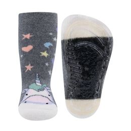 Ewers Stoppersocken 'Einhorn' M&auml;dchen Gr&ouml;&szlig;e 29/30 anthrazit / hellgrau / pastelllila / pastellpink