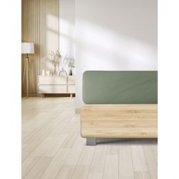 Spannbettlaken Irisette "Erba 30", grün, B:180cm L:200cm, Tencel, Obermaterial: 48% Baumwolle, 48% Lyocell, 4% Elasthan, Bettlaken, glatt