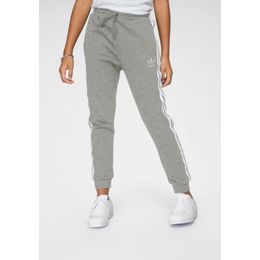 Sporthose adidas originals "3STREIFEN HOSE", Kinder, Gr. 170, N-Gr, grau (medium grau heather, weiß), Obermaterial: 70% Baumwolle, 30% Polyester, Hosen